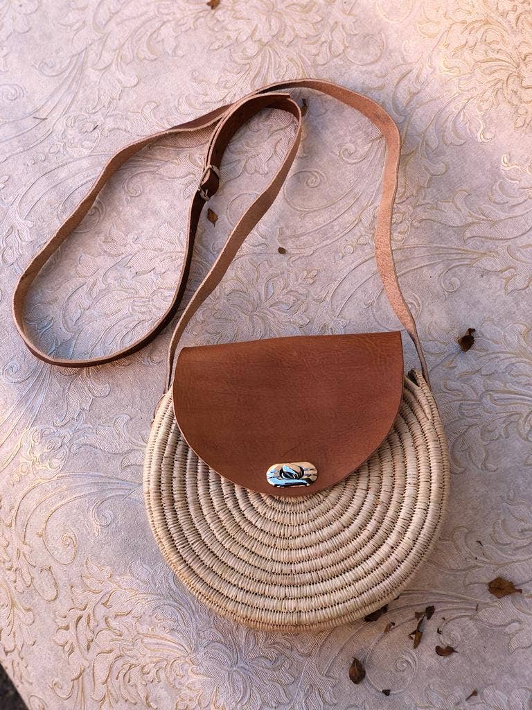 Boho Moroccan Raffia Round Bag